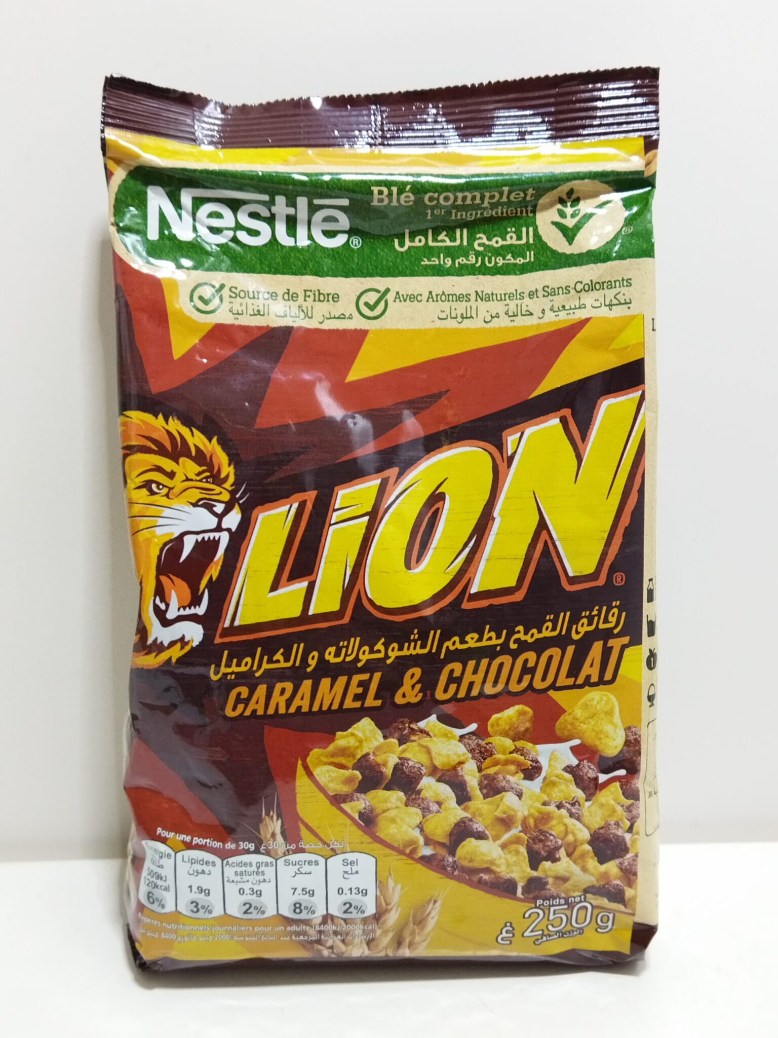 CÉRÉALE LION CARAMEL & CHOCOLAT 250G NESTLÉ – CIMAMARKET